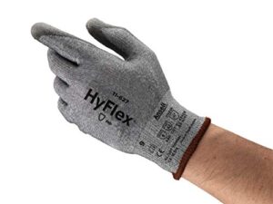 ansell hyflex 11-627 lycra light duty safety glove with dsm dyneema technology, abrasion/cut resistant, size 10, gray (pack of 12 pair)