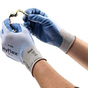 HyFlex 11-518 Cut Resistant Work Gloves for Men and Women in Nylon, Extra Thin, Working Glove for Mechanics, Automotive, Industrial or Home-improvement environment, Blue, Size Medium (12 Pairs)