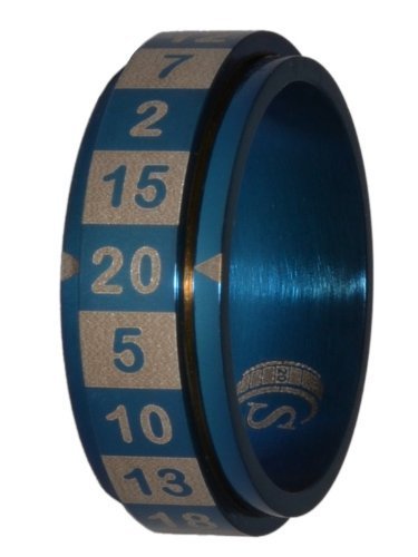 Critsuccess, Spinner Dice Ring, Stainless Steel (R20, Blue, Steel Engraving, Ring Size 11)