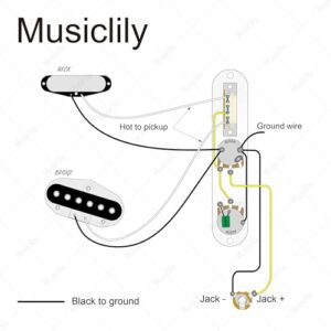 Musiclily Loaded Tele Control Plate Pre-Wired 3-Way Control Plate Wiring Harness with Tone Volume Control Knob for Fender for Telecaster Style Electric Guitar, Chrome