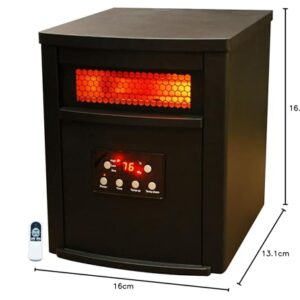 LifeSmart LifePro 1500W Portable Electric Infrared Quartz Indoor Space Heater with 6 Adjustable Heating Elements and Remote Control, Black