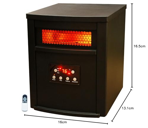 LifeSmart LifePro 1500W Portable Electric Infrared Quartz Indoor Space Heater with 6 Adjustable Heating Elements and Remote Control, Black