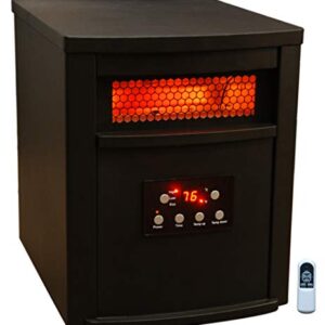 LifeSmart LifePro 1500W Portable Electric Infrared Quartz Indoor Space Heater with 6 Adjustable Heating Elements and Remote Control, Black