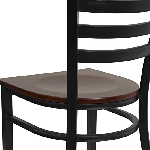 Flash Furniture 4 Pk. HERCULES Series Brown/black Ladder Back Metal Restaurant Chair - Mahogany Wood Seat