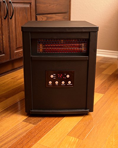 LifeSmart LifePro 1500W Portable Electric Infrared Quartz Indoor Space Heater with 6 Adjustable Heating Elements and Remote Control, Black