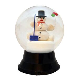 alexander taron importer pr1720 perzy snowglobe, large snowman with shovel-7" h w x 3" d, 7" x 3" x 3", white