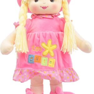 Linzy Plush 17.5'' Pink Niobe Sweet Cakes Rag Doll for Girls, Soft Plush Doll,Sleeping Cuddle Buddy for Toddlers, Infants and Babies, Muñecas de Trapo para Niña, First Doll for Kids