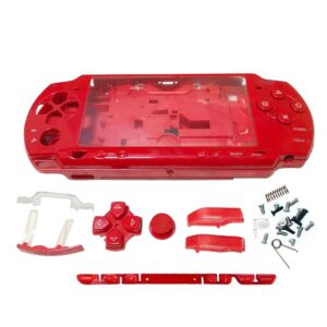 ostent full housing shell faceplate case parts replacement for sony psp 2000 console color red