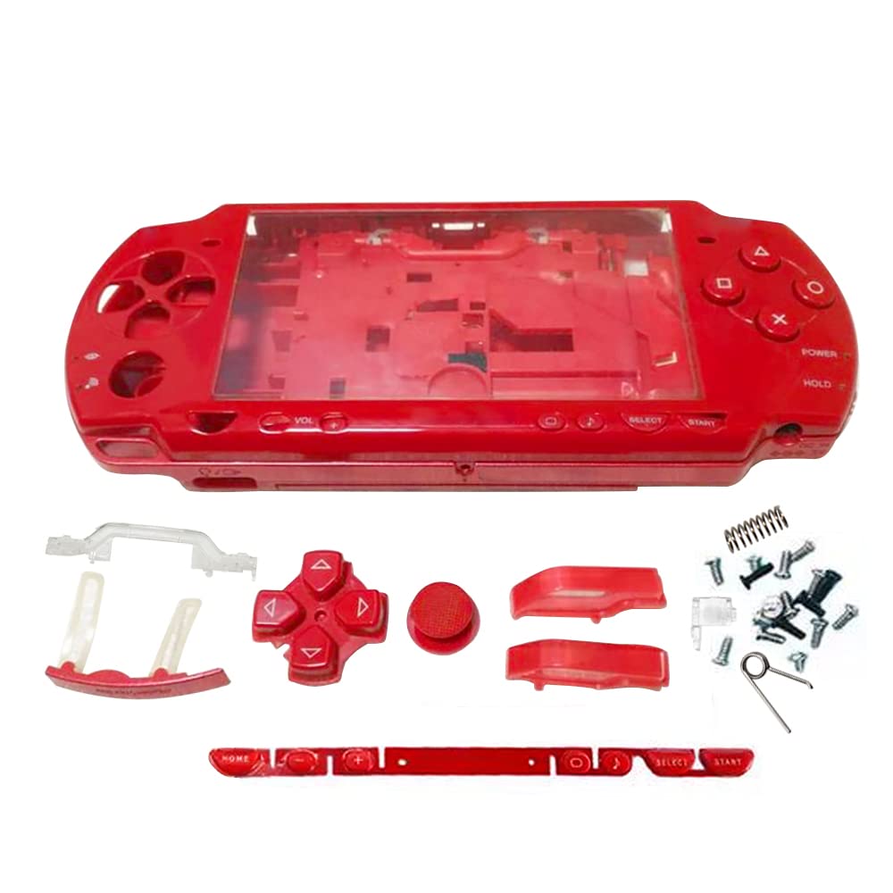 OSTENT Full Housing Shell Faceplate Case Parts Replacement for Sony PSP 2000 Console Color Red