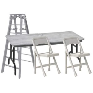 ULTIMATE Ladder, Table & Chairs Silver Playset for Wrestling Action Figures