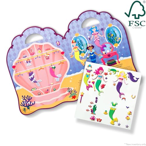 Melissa & Doug Puffy Sticker Activity Book: Mermaids - 65 Reusable Stickers - FSC Certified