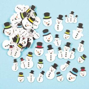 baker ross ef408 snowman foam stickers - pack of 120, self-adhesive puffy scrapbook stickers for kids arts and crafts