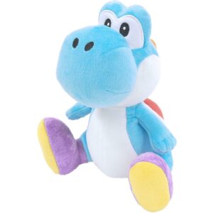 little buddy 1219 super mario all star collection light blue yoshi plush, 7", 6"