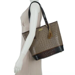 BRAHMIN Tri-texture Collection Asher Tote Brown Handbag