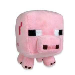 minecraft 7" baby pig plush - soft stuffed animal toy, multi-colored, no assembly required