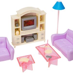 My Fancy Life 24012 Dollhouse Furniture, Living Room with TV/DVD Set and Show Case Play Set