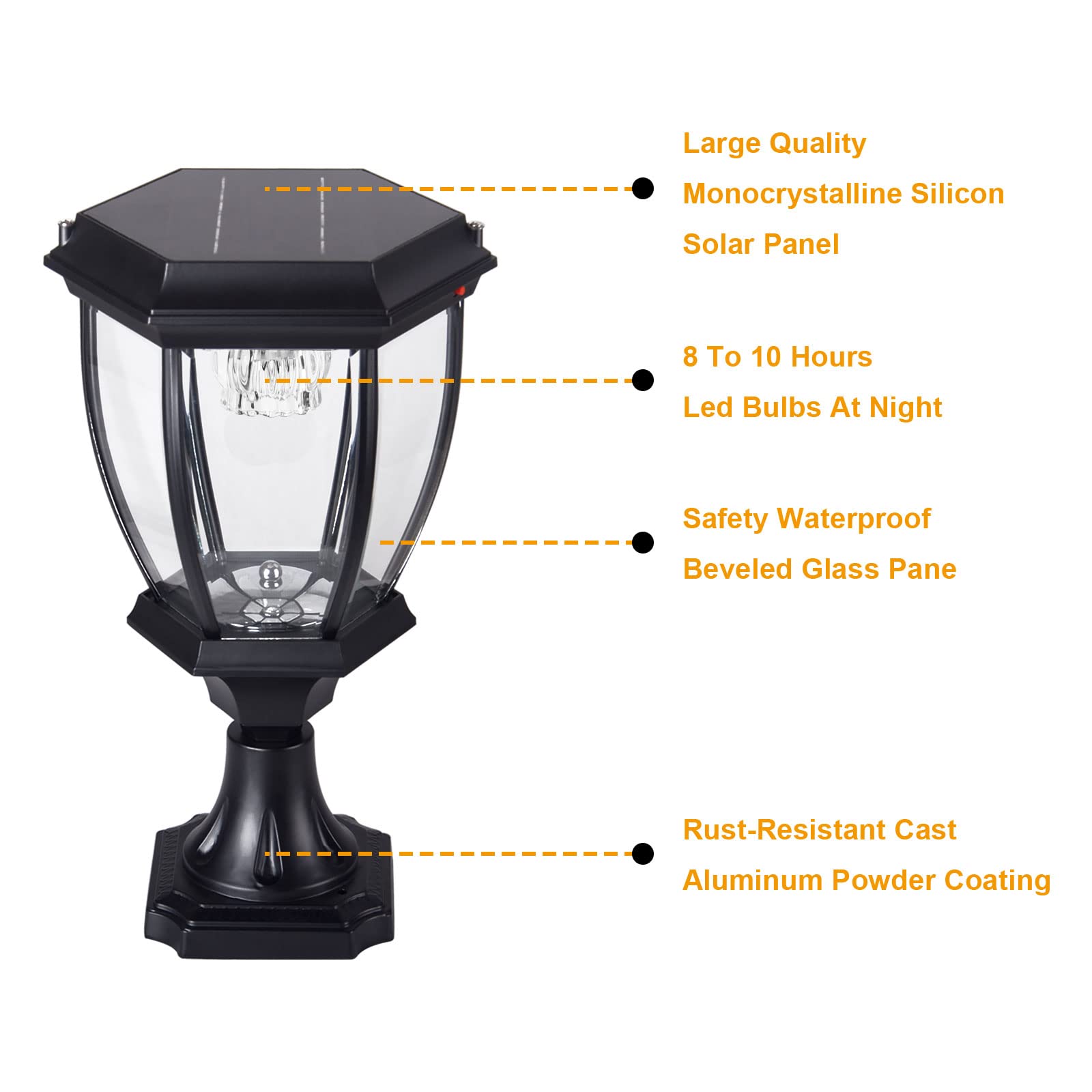 Kendal Large Outdoor Solar Powered LED Light Lamp (Black)