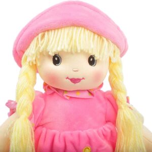 Linzy Plush 17.5'' Pink Niobe Sweet Cakes Rag Doll for Girls, Soft Plush Doll,Sleeping Cuddle Buddy for Toddlers, Infants and Babies, Muñecas de Trapo para Niña, First Doll for Kids