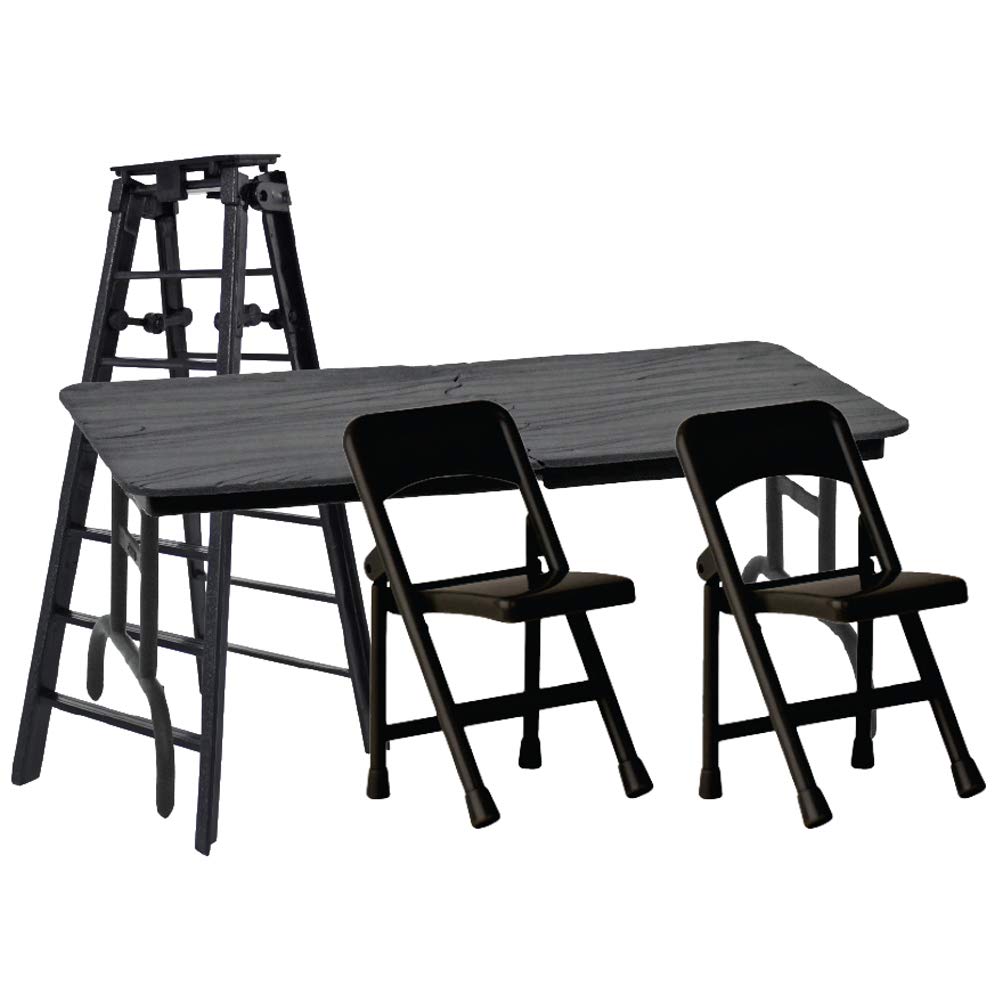 ULTIMATE Ladder, Table & Chairs Black Playset For Wrestling Action Figures