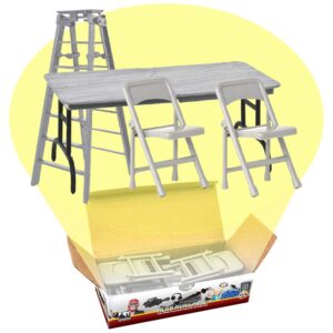 ultimate ladder, table & chairs silver playset for wrestling action figures