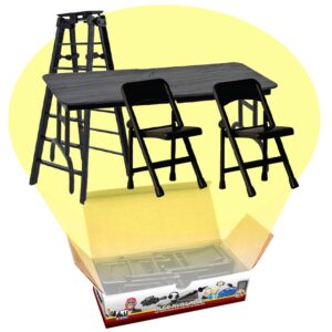 ultimate ladder, table & chairs black playset for wrestling action figures