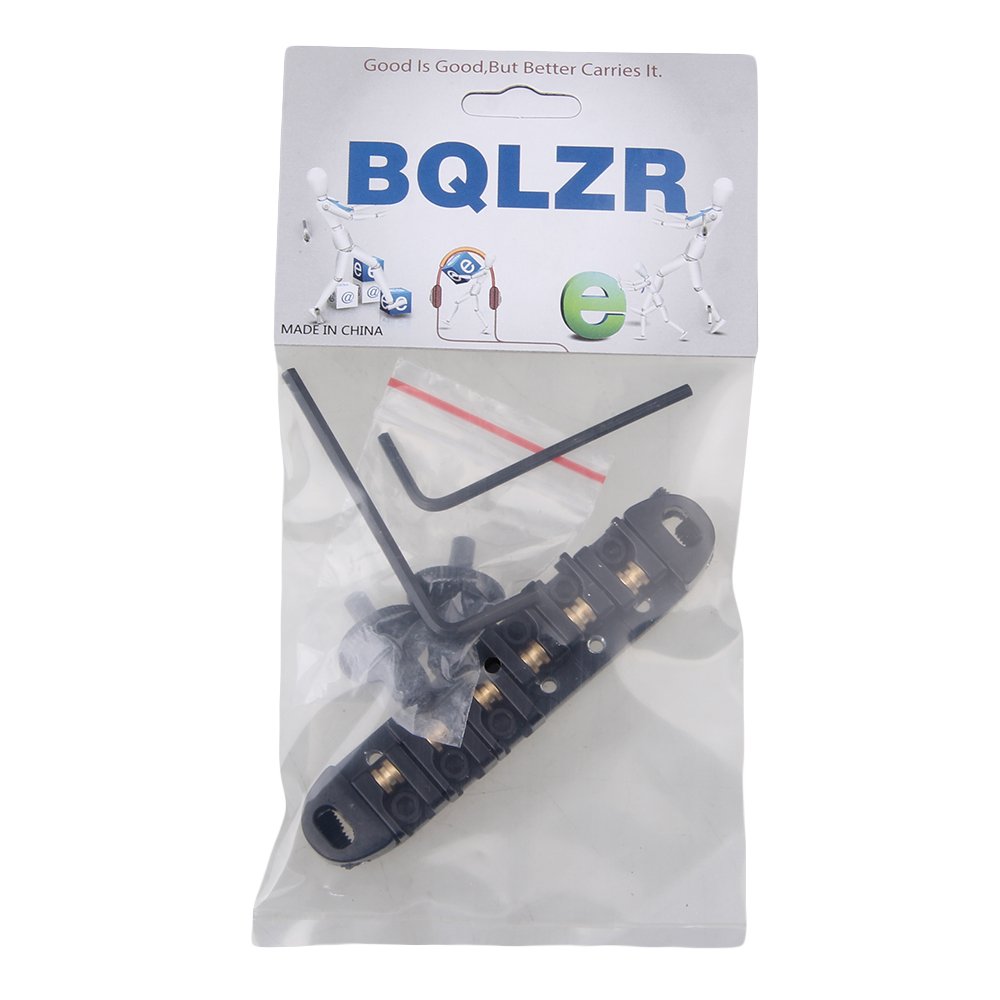 BQLZR Black Roller Saddle Bridge with Posts and Spanner For Electric Guitar