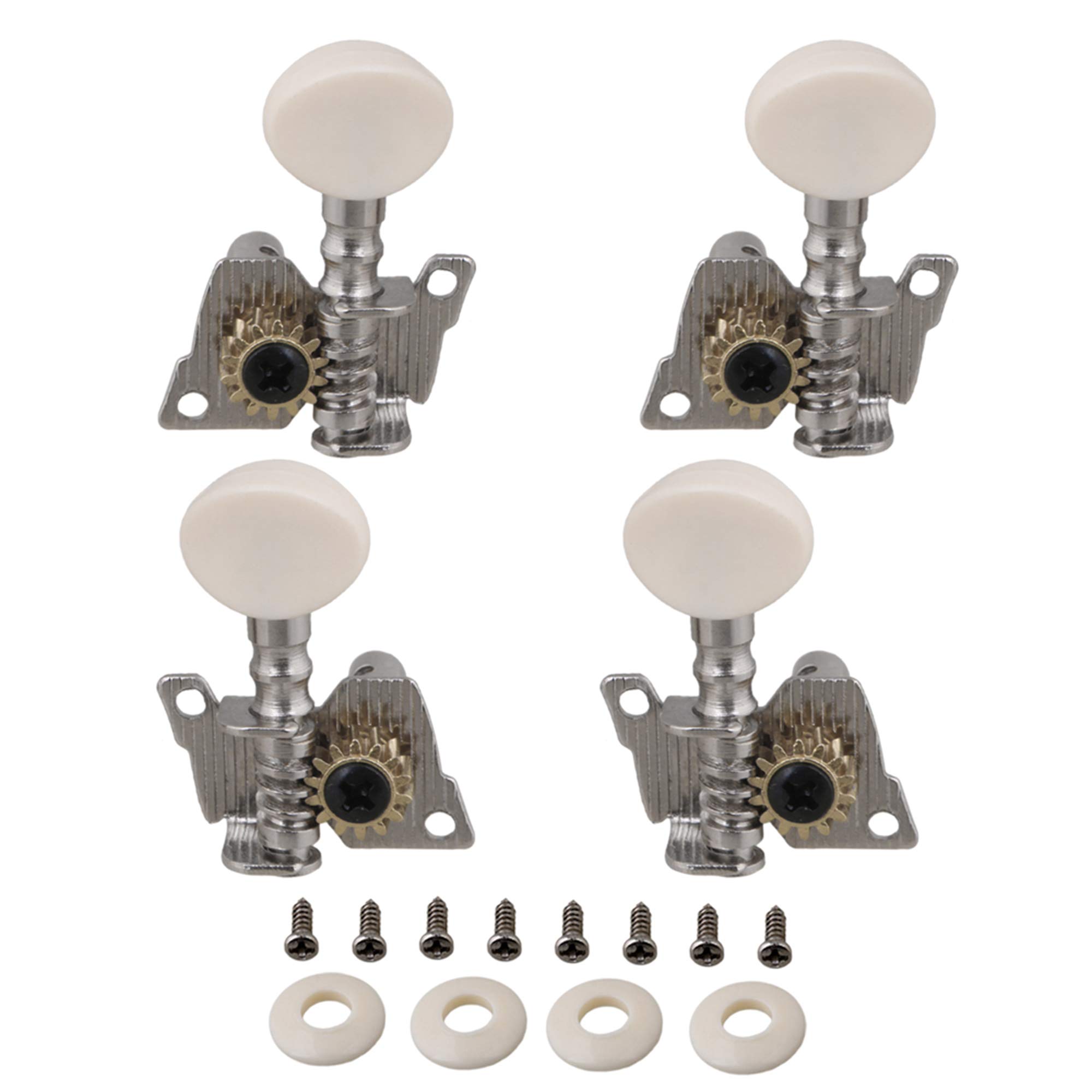 BQLZR 2R2L Tuning Peg Machine Head Tuners 4 String Guitar with creamy-white Button