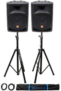 pair rockville power gig rpg8 8" powered active 800 watt 2-way dj pa speakers