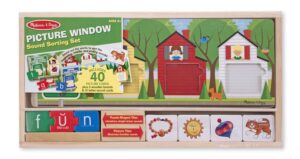 melissa & doug picture window sound sorting wooden activity play set