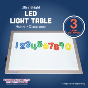 Constructive Playthings Ultra Bright LED Light Panel, Interactive LED Light for Art Supplies, Sensory Classroom Tools, Set of 1, Gray