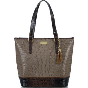 brahmin tri-texture collection asher tote brown handbag