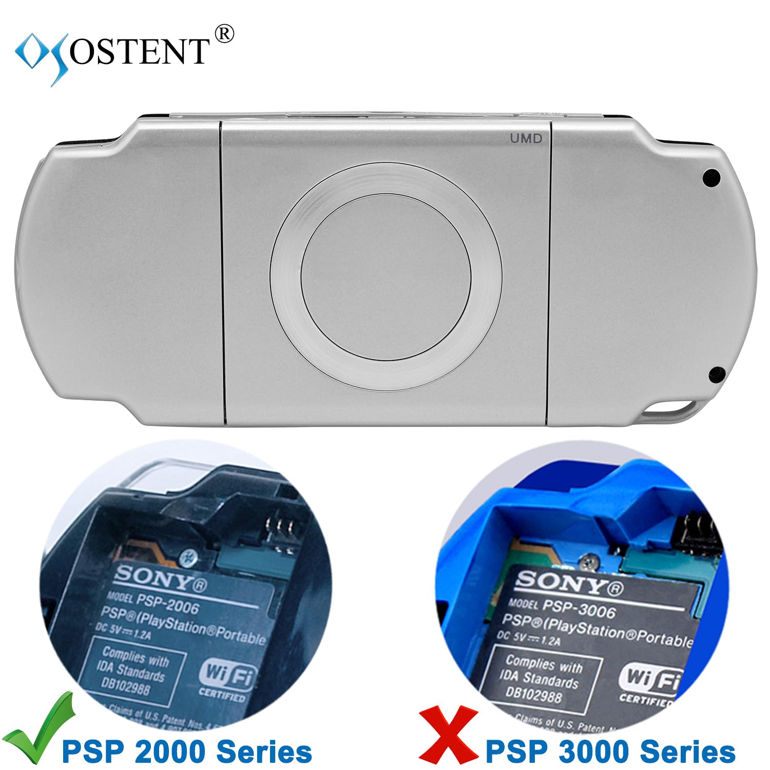 OSTENT Full Housing Shell Faceplate Case Parts Replacement for Sony PSP 2000 Console Color Silver