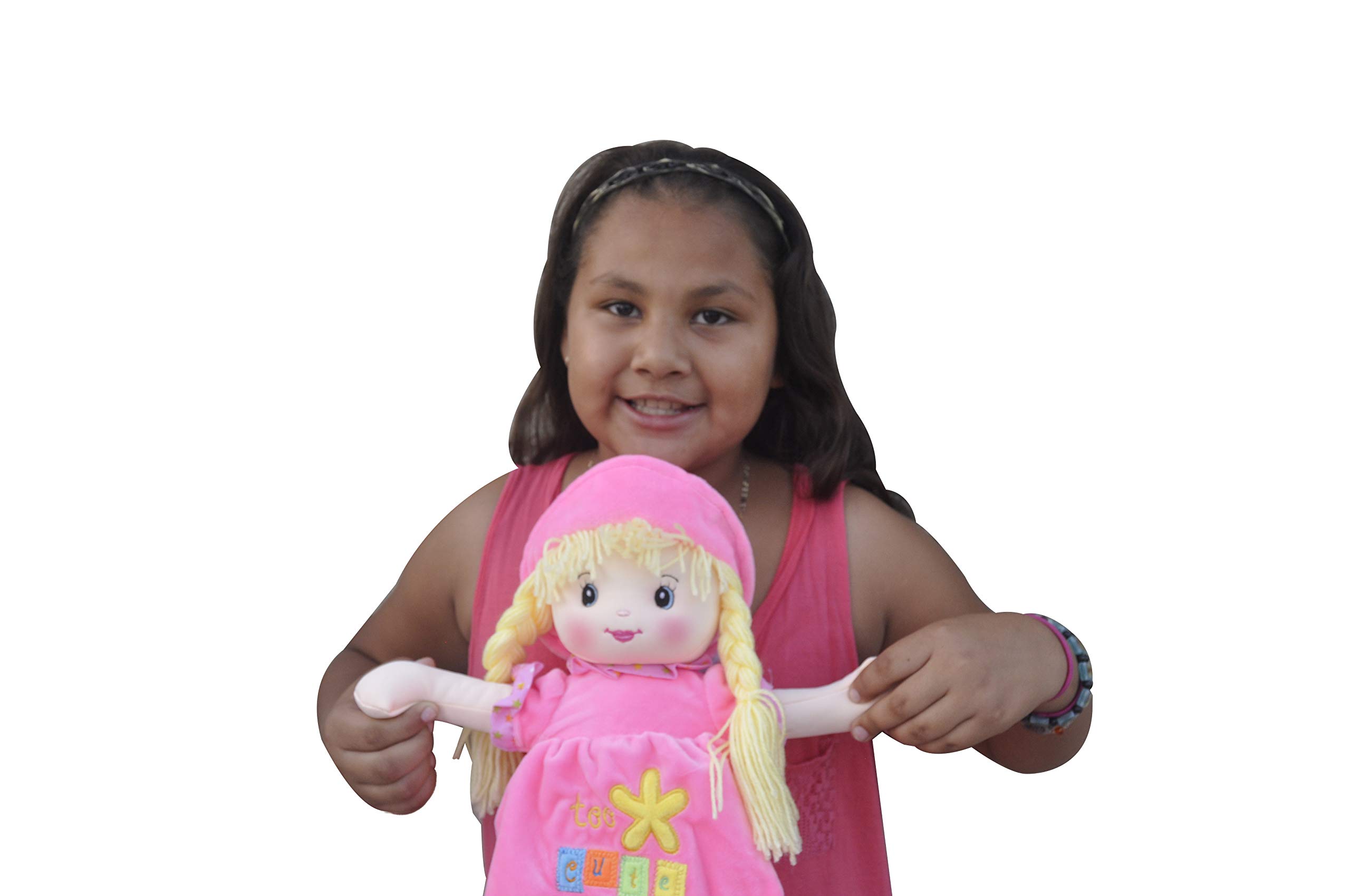 Linzy Plush 17.5'' Pink Niobe Sweet Cakes Rag Doll for Girls, Soft Plush Doll,Sleeping Cuddle Buddy for Toddlers, Infants and Babies, Muñecas de Trapo para Niña, First Doll for Kids