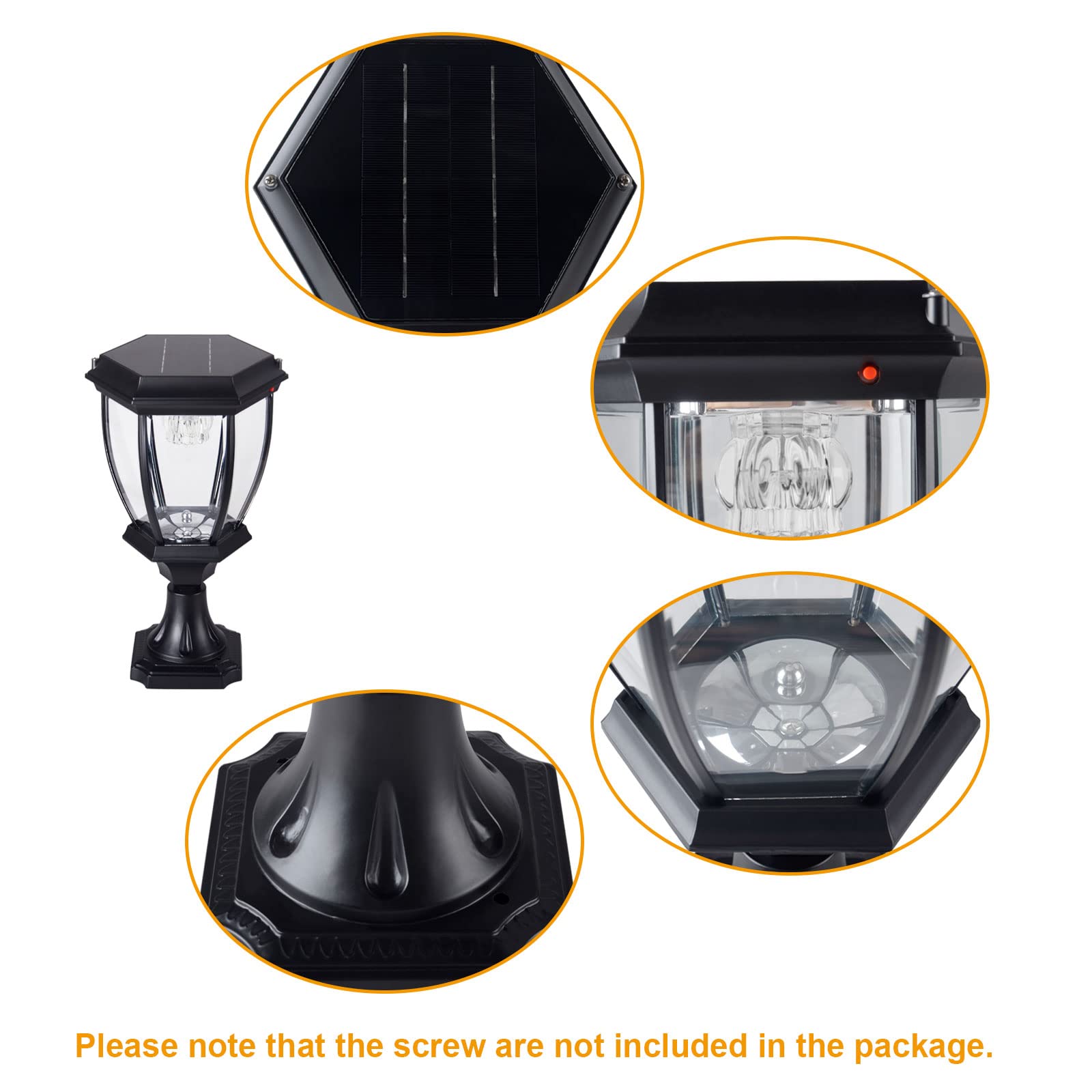 Kendal Large Outdoor Solar Powered LED Light Lamp (Black)