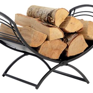 ShelterLogic 90392 Classic All-Steel Fireplace Holder Kindling, Decorative Metal Firewood Log Rack and Organizer, Black