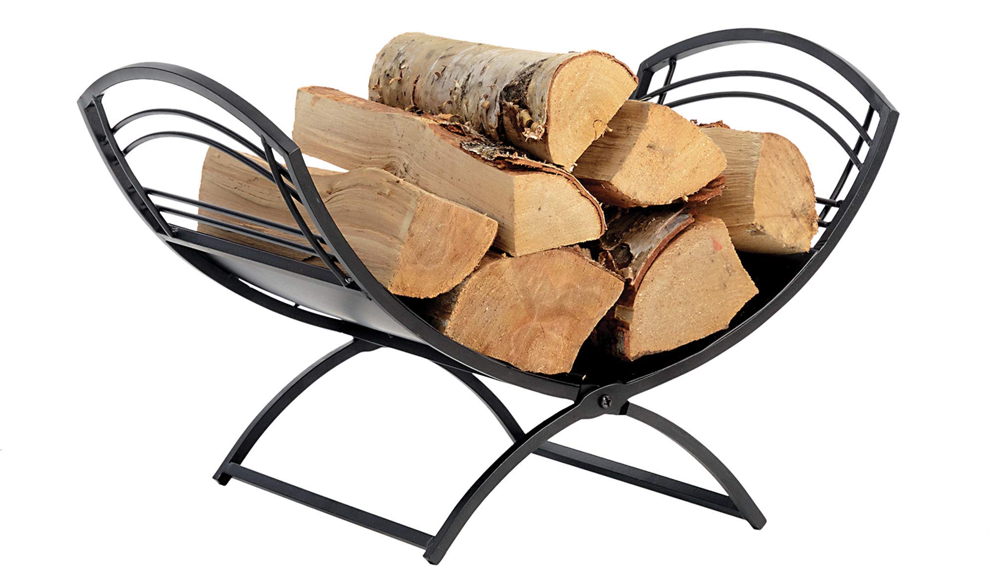 ShelterLogic 90392 Classic All-Steel Fireplace Holder Kindling, Decorative Metal Firewood Log Rack and Organizer, Black