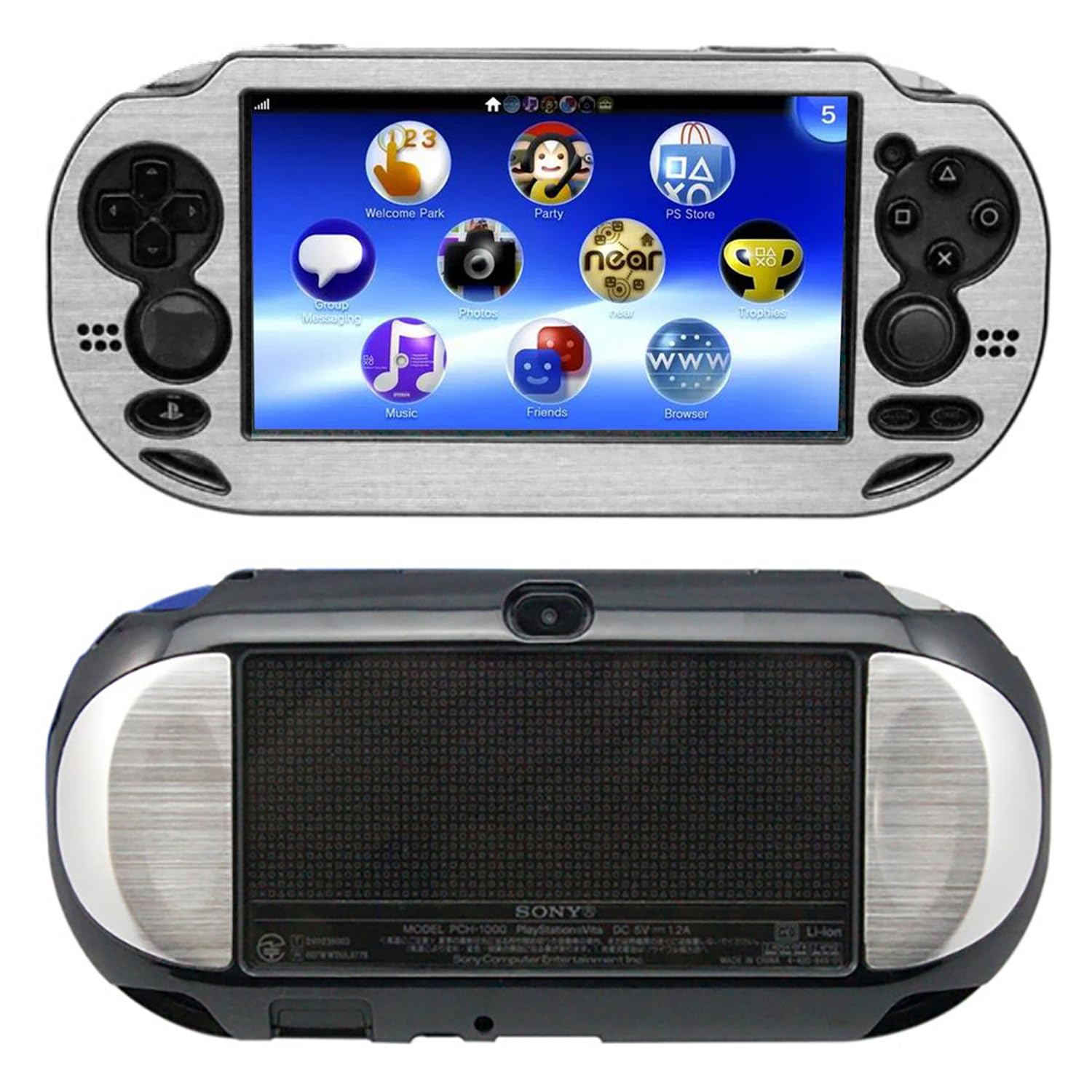 OSTENT Colorful Aluminum Metal Skin Protective Cover Case for Sony PS Vita 1000 PSV1000 Console Color Silver