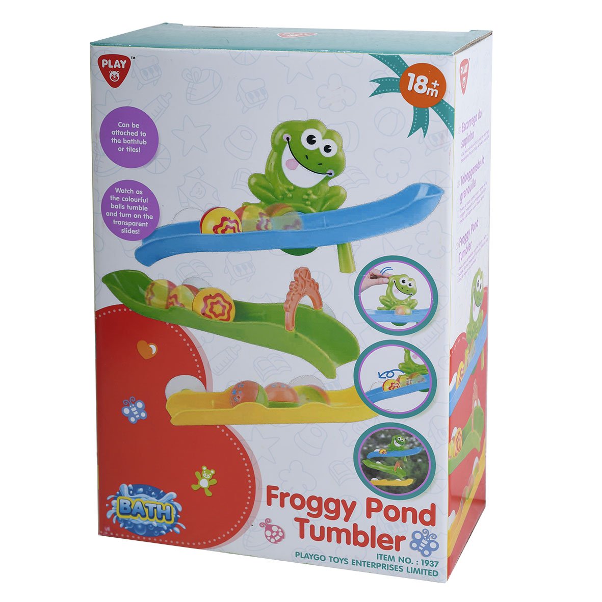 PlayGo Froggy Pond Tumber with Bath Wall Suction Slides & Water Skiing & Squirting Frog (1937)