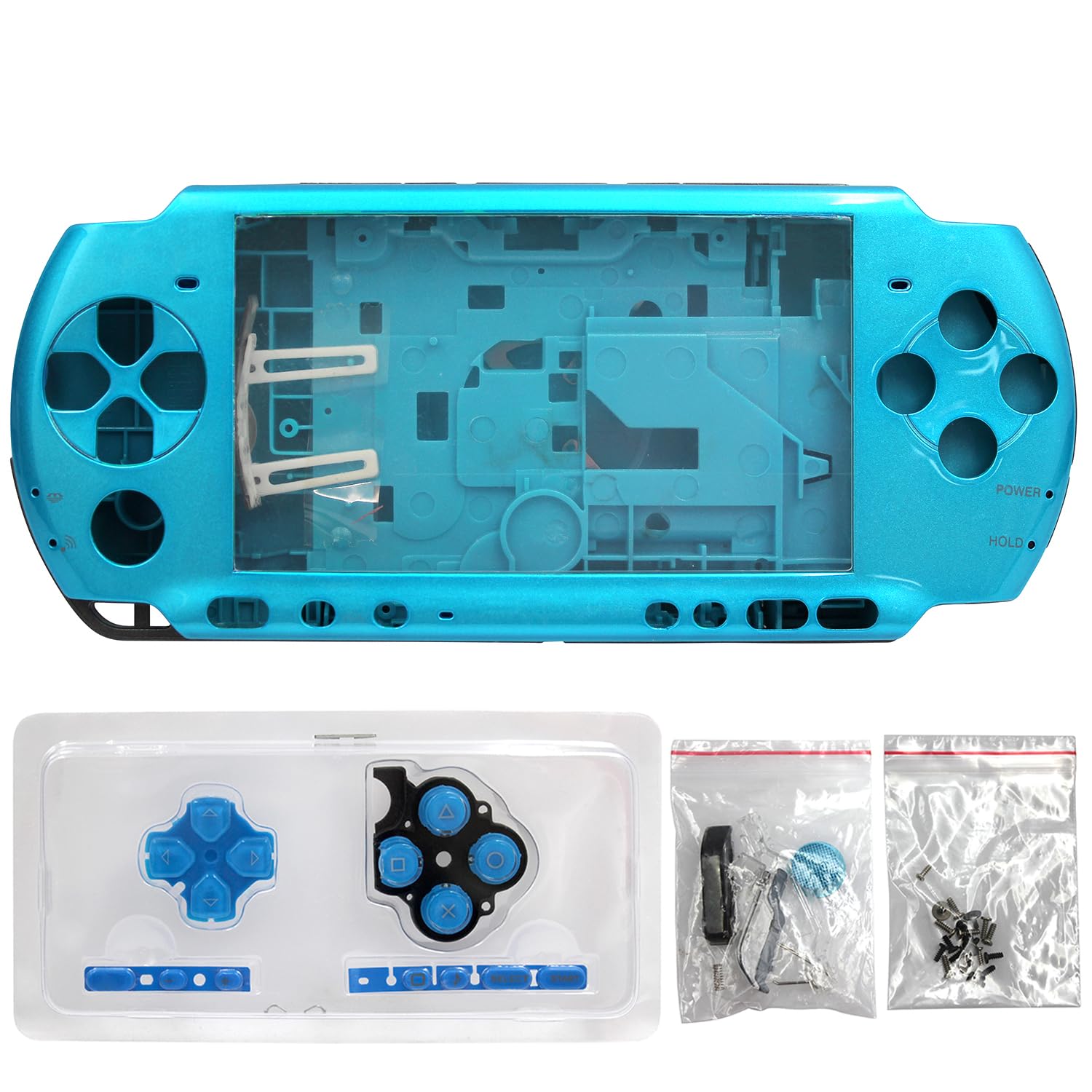 OSTENT Full Housing Shell Faceplate Case Repair Replacement for Sony PSP 3000 Console Color Blue