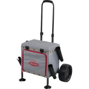 berkley sportsman's pro cart, portable fishing cart, corrosion resistant aluminum frame and heavy duty outer fabric, easily organize and transport all your gear