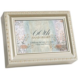 cottage garden 60th anniversary celebrate love champagne silver rope trim music box plays unchained melody