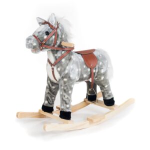 happy trails rocking haley horse ride on grey/white