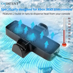 OSTENT 3 in 1 USB Cooling Fan + Console Controller Stand for Microsoft Xbox 360 Slim