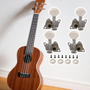 BQLZR 2R2L Tuning Peg Machine Head Tuners 4 String Guitar with creamy-white Button