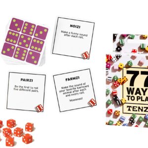 TENZI Dice Party Game Bundle with 77 Ways to Play A Fun, Fast Frenzy for The Whole Family - 4 Sets of 10 Colored Dice with Storage Tube - Colors May Vary