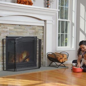 ShelterLogic 90390 Fireplace Toolset and Metal Hearth Accessory, Black