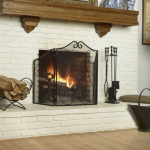 ShelterLogic 90390 Fireplace Toolset and Metal Hearth Accessory, Black