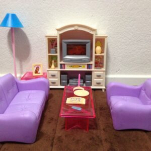 My Fancy Life 24012 Dollhouse Furniture, Living Room with TV/DVD Set and Show Case Play Set