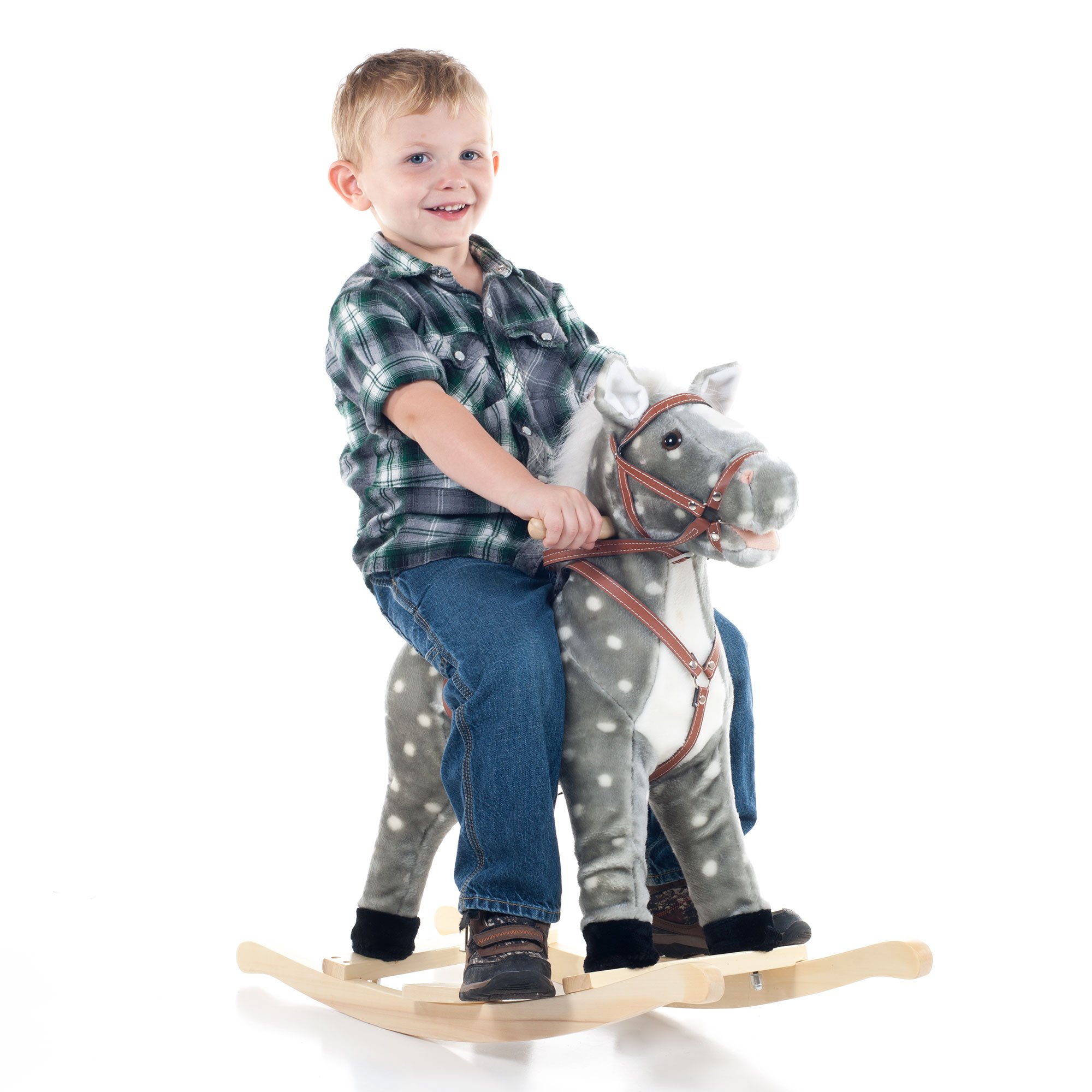 Happy Trails Rocking Haley Horse Ride On Grey/White