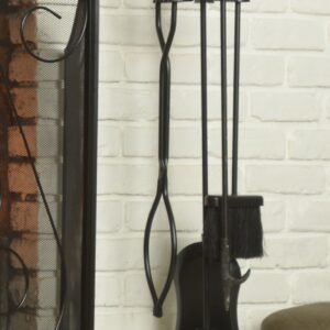 ShelterLogic 90390 Fireplace Toolset and Metal Hearth Accessory, Black